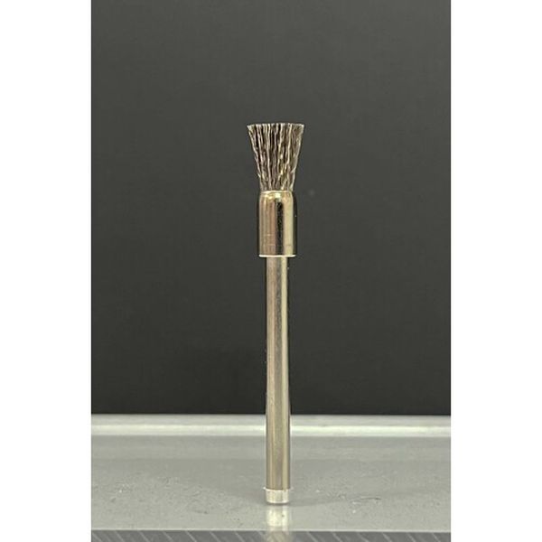 ・酸、アルカリ、熱に強く、硬鋼線と比べ錆が発生せず折損が少ないです。・ステンレス、アルミ製品の研磨。・水溶液、酸溶液内や高温の中での研磨。・毛材：ステンレス・外径(mm)：6・毛丈(mm)：8・軸径(mm)：3・最高使用回転数(rpm)：1...