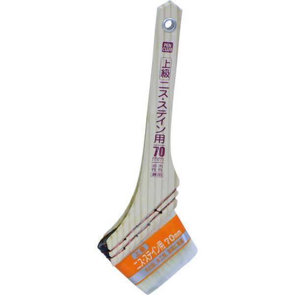 ・厳選した高品質の原毛に特殊ナイロンを混毛した独自の毛組により、塗料の含みに優れ、セミプロ感覚できれいに塗れます。・用途：ニス・ステイン塗料の塗装に。・形状：筋違型。・刷毛幅(mm)：70・毛丈(mm)：35・適合塗料：水性・油性塗料・形状...