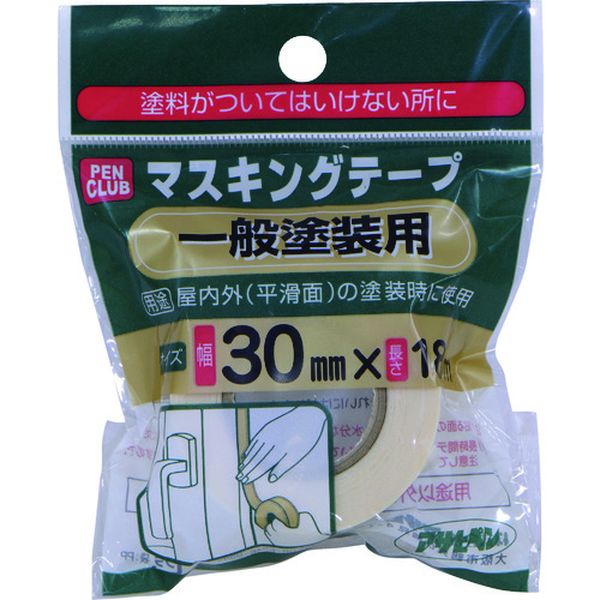 ・屋内外(平滑面)の一般用塗装に使用する保護用粘着テープです。・用途：塗装時のマスキングに。・色：白・長さ(m)：18・サイズ(mm)：30×18・縦(mm)：30・手で切断可能：可能・PCマスキングテープ　30mmX18m　一般塗装用・材...