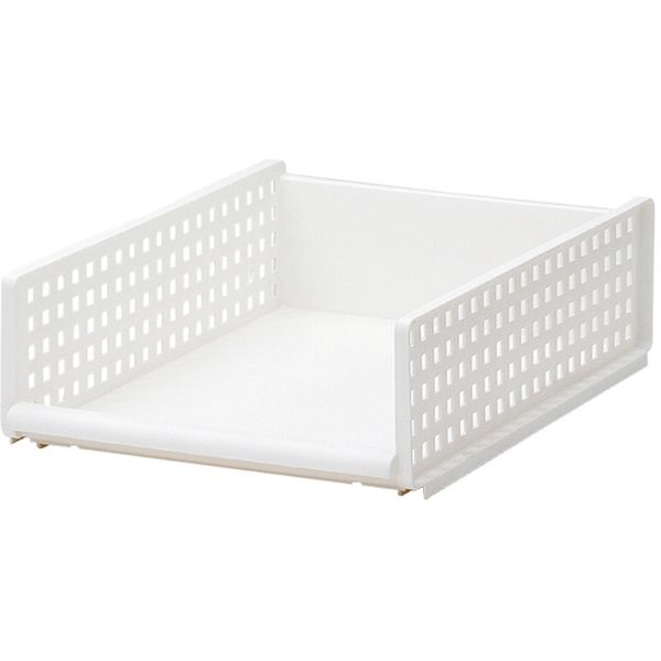 ・サッと取り出せるオープンタイプの収納トレー浅型です。・シャツ/約3枚収納・色：ホワイト・外形寸法(mm)間口：340・外形寸法(mm)奥行：465・外形寸法(mm)高さ：130・有効内寸(mm)間口：305・有効内寸(mm)奥行：442・...