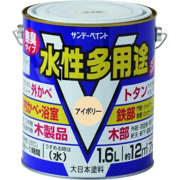 ・落ち着いたつやに仕上がる水性多用途塗料です。・屋内外の鉄部、木部、トタン、コンクリート、モルタルなど・色：緑・容量(L)：1.6・生産国 日本・JANコード 4906754035007・質量 2295g・コード：201-1567 ・品目：...