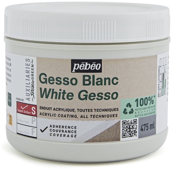 ・環境にやさしいアクリルメディウムです。・紙・キャンバス・木・ 金属・壁(漆喰・セメント)の下地剤用・容量(L)：0.475・アクリル絵具・水彩・油彩、白色下地剤。・乾くと白色のつや消しになります。・紙、キャンバス、木等の吸水性のある素材の...