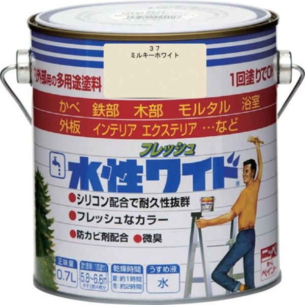 ・塗膜は汚れにくく、付着した汚れも水しぶきで簡単に洗浄できる(ウォッシャビリティに優れる)高性能塗料です。・タレにくい、微臭タイプです。・かび止め材、さび止め材配合しています。・浴室・台所・洗面所・部屋のかべや天井などに。・ドア・木のサン・...