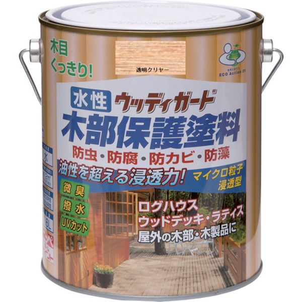 ・マイクロ粒子浸透型の新しい微臭の水性木部保護塗料です。・木材の防虫・防腐・防かび・防藻効果に優れ、木材に浸透して内部から木の腐食を防ぎます。・耐候性に優れたマイクロ粒子浸透型顔料の採用で、木目がよりくっきりキレイな仕上がりになります。・日...