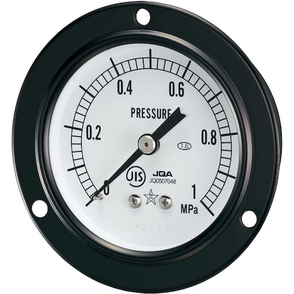・ケース及びカバーは電着塗装で耐食性に優れています。・JIS B 7505-1規格品です。・エアー・油・水、のどれにでも使用できます。・圧力レンジ(MPa)：0〜4・最小目盛(MPa)：0.1・精度：±1.6%F.S・ケース形状：FD・接続...