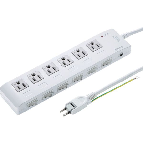 ・接続機器を個別にON・OFFできる個別スイッチ付きです。(側面に6個の個別スイッチ)・サーキットブレーカ内蔵で許容量をオーバーした場合、作動し事故を防止します。・プラグの刃の根元に、トラッキング火災予防に効果的な絶縁キャップが付いています...