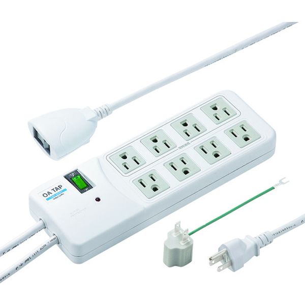 ・雷ガード内蔵3P8個口、一括集中スイッチ＆手元スイッチ、ブレーカー付きタップです。・一括集中スイッチ付きで、接続した機器の電源をまとめてON/OFFできます。又、手元スイッチから4個口のみ一括ON/OFFも可能です。8個口の内、4個口は常...