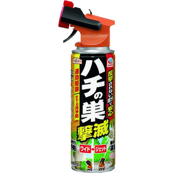・巣の退治と飛び回るハチの駆除はジェット噴射、巣作り予防はワイド噴射と切替可能なスプレータイプの駆除剤です。・速効成分＋反撃されない成分で安心して駆除できます。・アシナガバチ、クマバチ、アブ、ブユ、クモ、ケムシ、カメムシ、ムカデの駆除に。・...