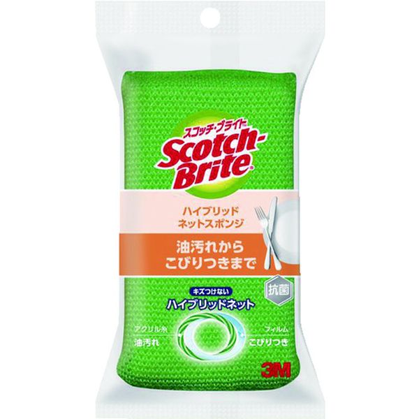 ・ハイブリッドネットが油もこびり付きもすっきり落とします。・食器、調理器具洗い。・フッ素加工品、ガラス製品に最適。・色：緑・縦(mm)：135・横(mm)：70・厚さ(mm)：29・アクリル糸とポリエステルフィルムを編み合せたハイブリッドネ...