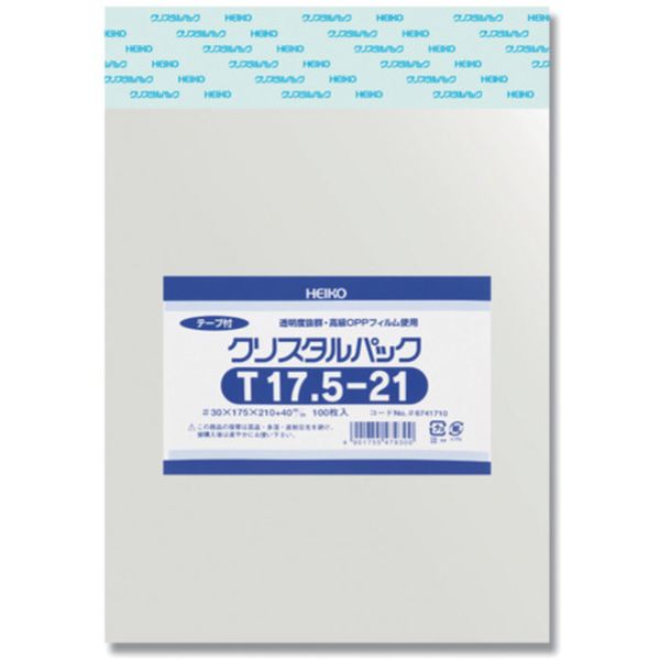 ・作業性の良いテープ付でワンタッチで封ができます。・　テープは帯電防止加工を施し、手にまとわり付くことがありません。・　信頼の国産フィルムを材料とし、透明度も抜群です。・厚さ(mm)：0.03・幅(mm)：175・厚(mm)：0.03・高(...