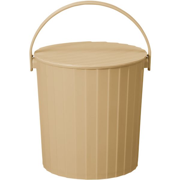 ・スツール、バケツ、収納BOXとあると便利なフタ付バケツです・バケツ・容量(L)：10・間口(mm)：275・奥行(mm)：260・高さ(mm)：270・色：カーキベージュ・インテリアにも合うすっきりスタイリングのフタ付バケツです・ポリプロ...