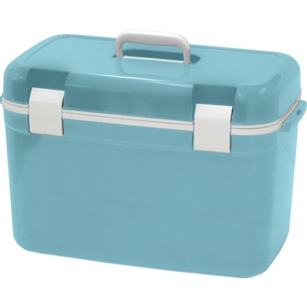 ・密閉度を配慮したバックル設計の為、クーラー内の冷気をガードします。・立体成型の断熱材を使用し断熱効果を高めています。・色：セラドンブルー・幅(mm)：550・奥行(mm)：324・高さ(mm)：367・有効内寸(mm)間口：457・有効内...