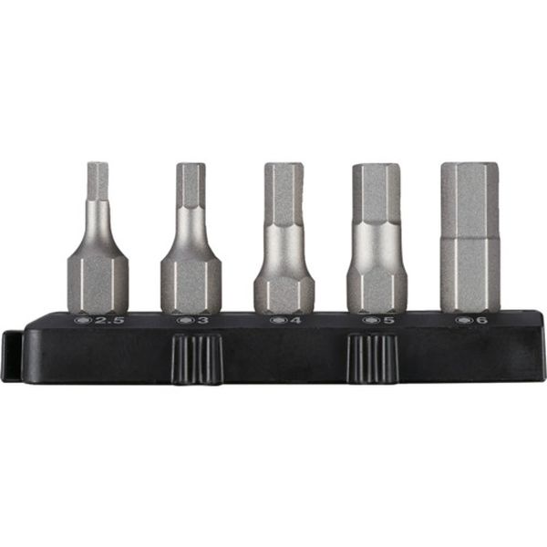 ・全長25.4mm・マグネットなし・電動工具で使える18V対応・保管や持ち運びに便利、連結できる専用ホルダー(サイズ表示付き)・各種ねじ締め緩め作業に・セット内容：ヘックスビット2.5、3、4、5、6、ホルダー・セット内容(本)：5・シャン...