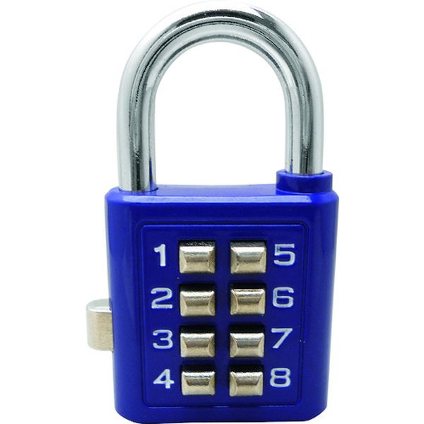 ・予め設定された数字を押すだけで解錠できます。・バッグや家具、ポストやロッカーに。・付属鍵本数(本)：0・キー番号：固定式・色：青・幅(mm)：35・ツル径(mm)：5.5・C(mm)：26・D(mm)：19・ロック：プッシュボタン式・シン...