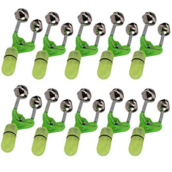 釣りの音　10個セット 商　品　説　明 竿先が光でよく見える！！ 竿先に取り付ける夜釣りのサポートグッズです。 光により、竿先の動きが暗い夜釣りでも確実に確認をすることができます。 さらに、鈴が2個搭載しているため、当たりを音でお知らせ。 ...