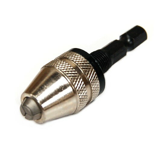 キーレスドリルチャック六角 0.3-3.6mm シルバー 商　品　説　明 高精度な保持力で先端工具を確実に固定します。 充電ドライバーに装着すれば、ドリル、軸付ホイール、軸付砥石等の使用が可能です。 チャックキー無しでドリルを固定できるキー...