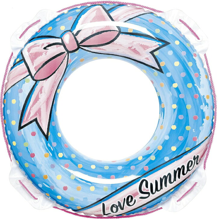 キュート リボン ウキワ 80cm ブルー うきわ 浮き輪 フロート プール 海 水遊び 浮き輪 イベント 海 プール 夏 女の子 ガールズ ティーン 夏休み 紐付き グッズ プレゼント 誕生日 ギフト リボンのデザインがかわいい浮き輪です...