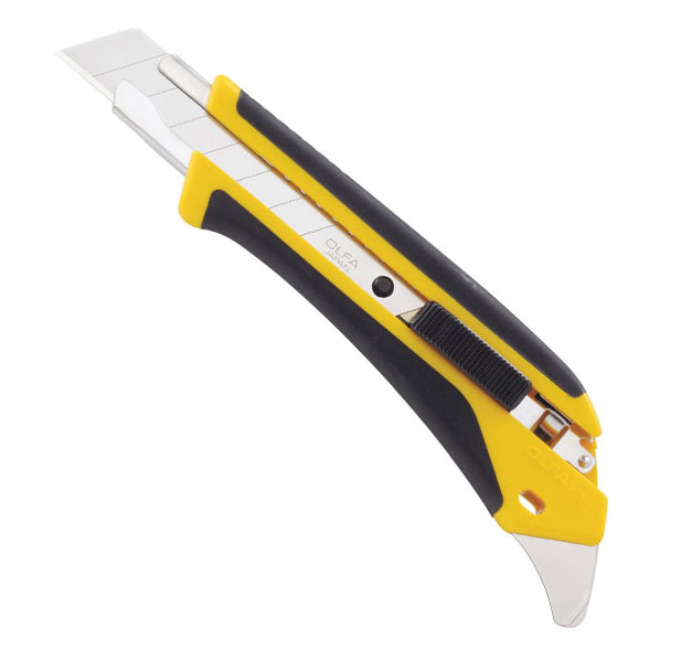 握ったときに、滑らず力のかけやすい形状を追求した二重成形のラバーグリップ。梱包・開梱作業やペンキ缶のフタ開けなどに便利なツメ付き。ワンタッチでしっかりロックできるオートロック式の大型カッターナイフ。関連商品オルファ　特専M型ロング（201B...