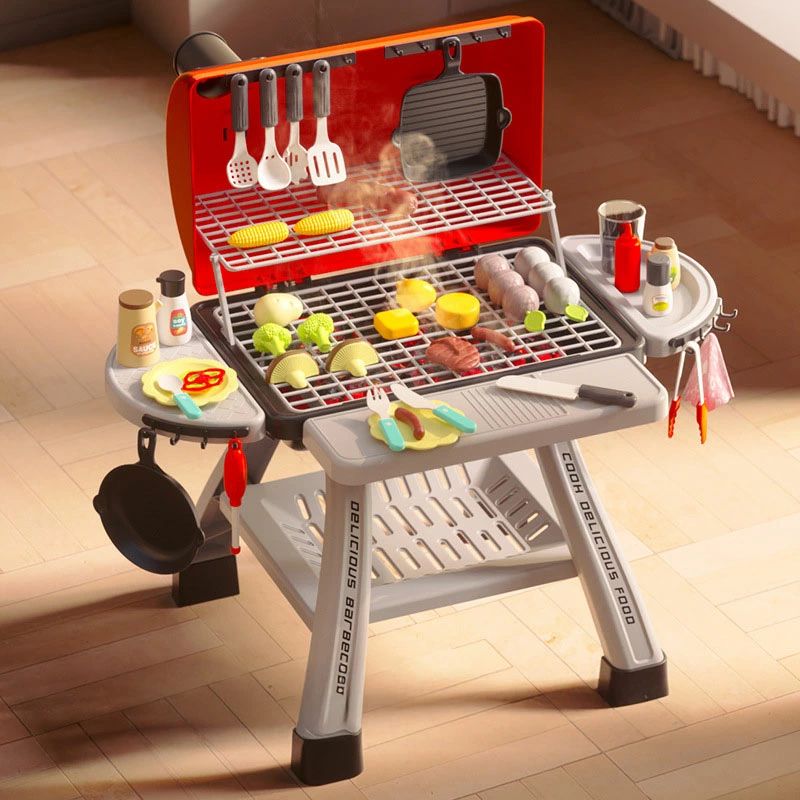 【本格的なBBQグリルごっこ遊びセット】お子様の創造性と感性を育む、リアルで楽しいバーベキュー遊びがお家で楽しめる知育玩具です。【安定性の高い四脚スタンド】しっかりとした四本脚でグリルをしっかりサポート。お子様が力いっぱい食材を焼くまねをし...