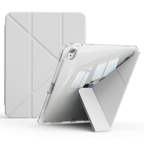 KVTVOU iPad 11世代 (A16) /10世代 ケース 11/10.9インチ 2025/2022 透明バックカバー 縦置き横置スタンド 折り畳み ペンシル収納 角度調整可能 オートスリープ機能 軽量 薄型 耐衝撃 傷つけ防止 iP...