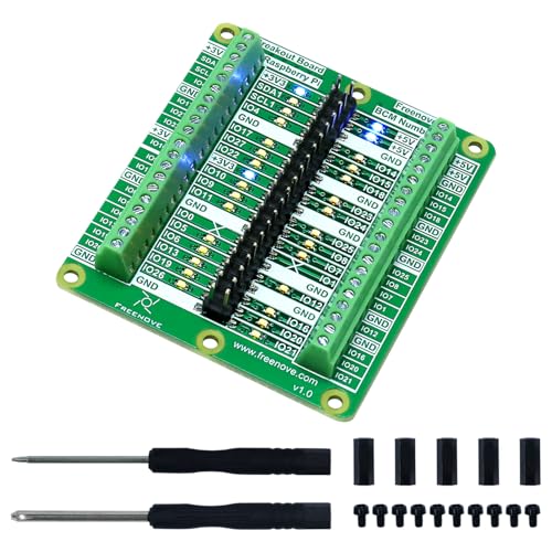Freenove Raspberry Pi 5 / 4B / 3B+ / 3B / 3A+ / 2B / 1B+ / 1A+ / Zero 2 W/Zero W/Zero 用ブレイクアウトボード、端子ブロックシールド HAT（ピンヘッダー付...