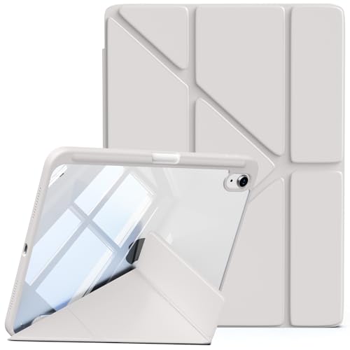 Lsmmpoba iPad 11世代 (A16) 10世代 ケース 2025、2022 11/10.9 インチ 第10世代 透明バックカバー ペン収納 多機能スタンド スリープ機能 軽量 薄型 傷つけ防止 TPU裏全透明 PU合成レザー グ...