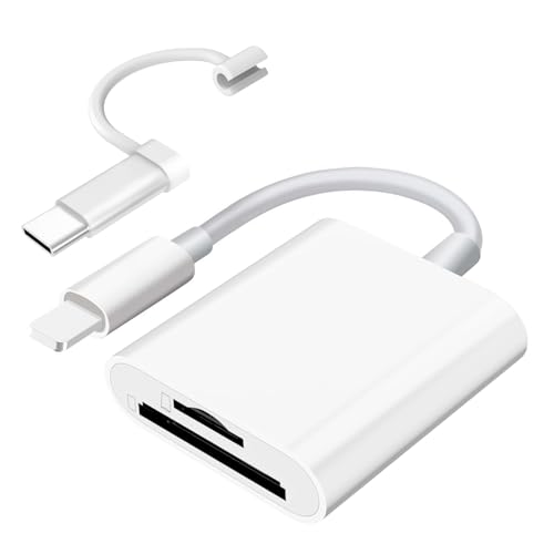 全スマホ対応！2026新登場 SUNTRSI i-phone sdカードリーダー ライトニングー/Type-cポート対応 2-in-1 SD/TFカードカメラリーダー i-phone17 最大1TB容量対応 高速 双方向転送 OTG機能 ア...