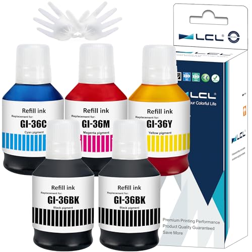LCL Canon用 キャノン用 GI36 GI-36 BK GI-36BK GI-36C GI-36M GI-36Y (5パック 2BK 顔料 170ML C/M/Y 顔料 135ML) 互換インクボトル 対応機種：MAXIFY GX70...