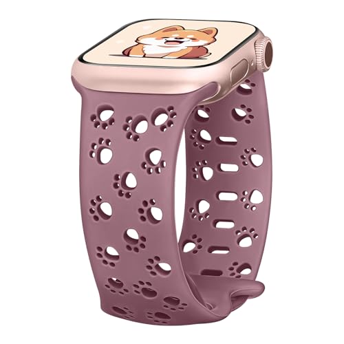 HeeNia 可愛い肉球バンド Apple Watch 38mm 40mm 41mm 42mm 対応 シリコンバンド 猫と犬の足跡の交換ベルト 可愛い 通気性 柔らかい 耐衝撃 防水 替えベルト コンパチブル Apple Watch SE ...