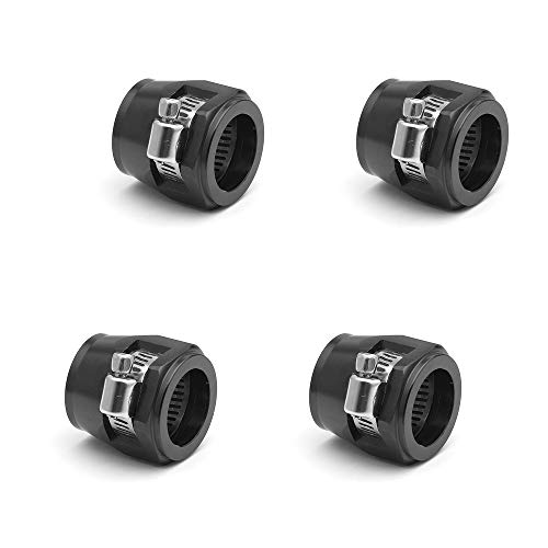 VEHSUN エコノフィッティング 4個セット AN6 ホースエンド フィニッシャー クランプ スクリューバンド付き ナイロンメッシュ/ゴム/ステンレスメッシュ/ラジエターホース用 黒・商品仕様サイズAN6：外径15mm　内径12mm　材質...