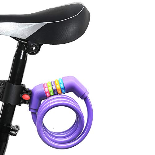 ZHEGE 自転車 鍵 ダイヤル ワイヤーロック 5桁 長1200mm 横断面直径12mm 携帯便利 盗難防止 日本語説明書付き（パープル）・▶材質：ワイヤー、スチール、銅　表部:PVC（ヨーロッパ連合の環境保護の標準に適したものを使用）。...