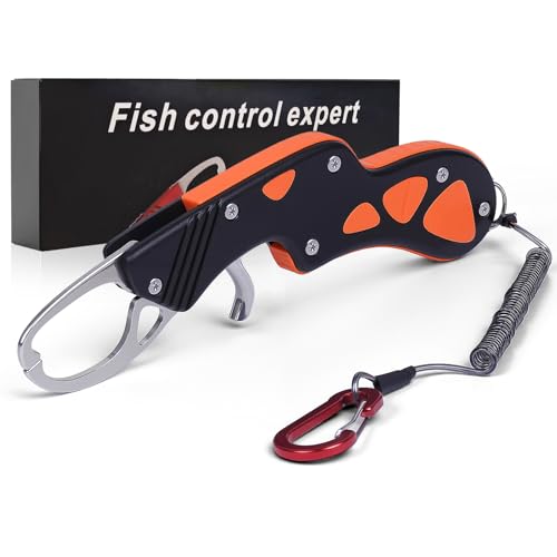 フィッシュグリップ 釣り道具 魚つかみ フィッシンググリップ 計量付き アルミ合金製 防錆 耐荷重25kg 海釣り 穴釣り カラビナ付き コンパクト・釣り道具のプロが開発YOZOTA フィッシュ グリップは、海水・淡水両用の防錆アルミ合金製...