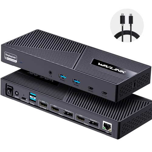 Wavlink Displaylink USB C ドッキングステーション トリプルモニター 130W電力供給 10G USB付き Mac Windows用 HDMI3 DisplayPort2 USB-C2 USB3.14 イーサネット ...