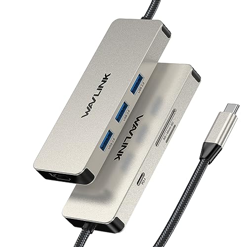 WAVLINK 7-in-1 USB Cドッキングステーション、マルチポートアダプタ、4K HDMI出力、100W PD入力、3 x 5Gbps USB3.1、SD/TFカードリーダー、USB Cドングル、 Thunderbolt 3/4ノ...