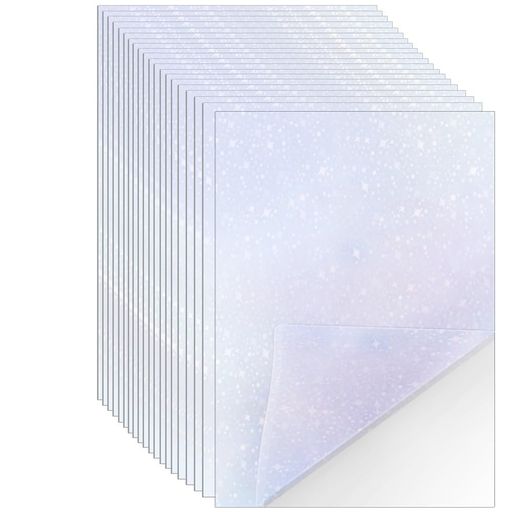 【A4サイズ20枚セット|たっぷり使える】透明ホログラムシートが20枚入り(A4サイズ:30x21cm、厚さ50μm)。1枚あたり十分な大きさで、様々なクラフトプロジェクトに対応。※印刷不可のため、プリンターでの使用はご遠慮ください。 【キ...