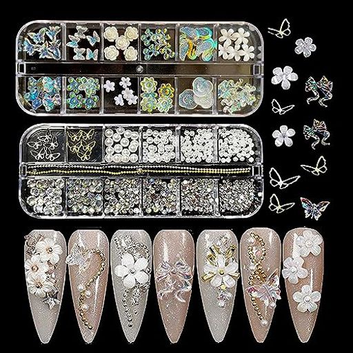 【高級感のある素材】合金と樹脂素材を使用しているので、ネイルパーツは立体的で光沢があり、上品な印象を与えます。 【魅力が詰まったセット】さまざまなデザインの3Dパーツが入ったネイルパーツセットです。リボンや蝶々、お花、動物、チェリーなど、可...