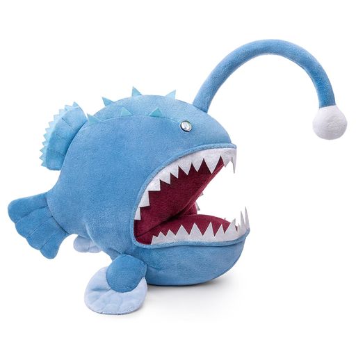 リアルなアンコウのぬいぐるみ:本物の海の動物を模倣した、キュートでリアルな柔らかいアンコウのおもちゃ。青い毛皮と大きな唇は滑らかで柔らかく、細い可動アンテナのデザイン、大きな黒い半透明の目、全体的な形状のデザインは本物で、顔のデザインはユニ...