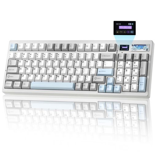 カスタムLCDキーボード YUNZII IF99ワイヤレスメカニカルキーボードには、時間、GIF、写真、バッテリーステータス、接続モードなどを表示できるカスタマイズ可能なLCDスクリーンが搭載されています。ペットや愛する人など、お気に入りの...
