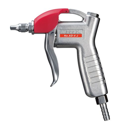 全長:130mm 重量:240g ノズル口径:2mm 空気消費量:500L/min ノズル形状:流量調整ノズル ホース取付口:1/4ホース用 最高使用圧力:0.7MPa