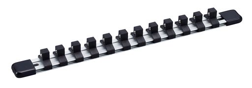 用途:ソケット、ジョイント類の整理 差込角dr:9.5mm ソケットホールド数:12 全長:300mm 質量:97g