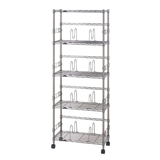 メーカー型番:BN1560-5B サイズ:幅59.5x奥行29.5x高さ155cm 本体重量:11kg 素材・材質:本体スチール キャスター部樹脂 原産国:中国