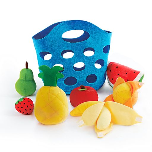 世界60か国以上で愛される知育玩具、ハペのおもちゃ ふわふわやわらかい布製のフルーツのおままごとセットです。