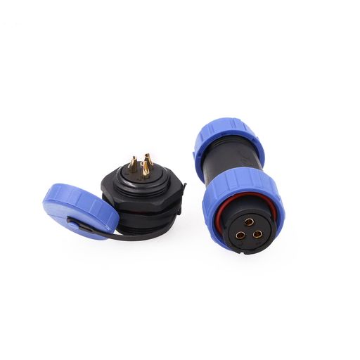 SP213pinの女性のプラグの男性のソケットの防水電力ケーブルのコネクター、φ21mmはパネルを切りました。評価される流れ/電圧:30A/AC500V;耐電圧:AC1500V;接触直径Φ3mm*3;ワイヤーサイズ:小さいか等しい4.17m...