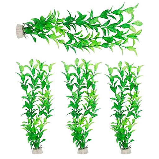 アクアリウム 【パッケージ内容】水槽の装飾水草4個セット。メーンカラー:グリーン。 【素材】水槽の植物は、高品質のプラスチック、耐食性、耐久性、シリンダー内の水質を損なうことはありません。全サイズ(約):31*3.5cm、ベースサイズ:4....