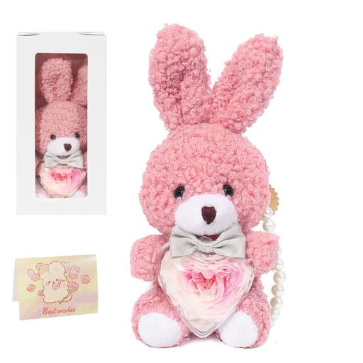 セット内容:ギフトボックス、うさぎのプリザーブドフラワー、メッセージカード。このうさぎのプリザーブドフラワーギフトセットは、特別な人への贈り物に最適な上品で可愛らしいデザインです。 サイズ:約15.2cm(5.98inch)x9.5cm(3...