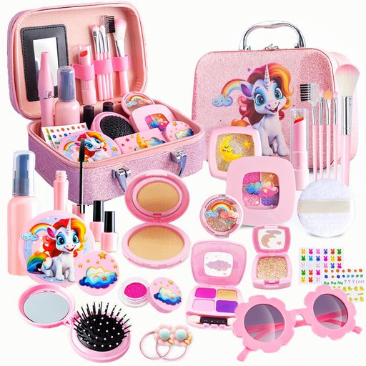 【高品質お化粧おもちゃ】23pcsメイクアップセットおもちゃは安全で上質な素材、プラスチック、発泡スチロール、ゴムで製でいます。液体と化学物質を含んでいませんだから、無毒で無味乾燥です。子供に安心して遊びますの化粧バッグおもちゃです。 【豪...