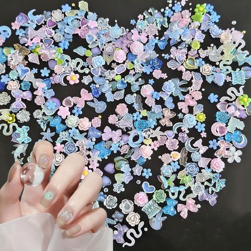 【可愛いネイルパーツ】リボン、ハート、花、蝶、シェル、へび、パールなどさまざまなネイルパーツを揃っています。色と種類が豊富で、見た目が可愛くてお洒落です。ネイルのワンポイントにぴったり! 【素材】ネイルアートデコパーツは高品質の樹脂素材で作...