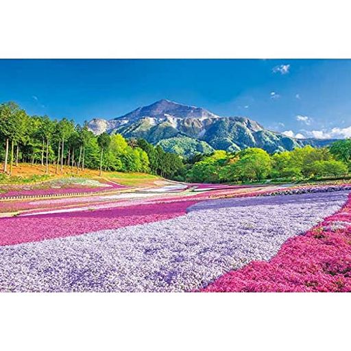 猛々しく削り取られた武甲山の力強いシルエットと、足元に広がる可憐なピンクや白のコントラストは圧巻です。秩父の春を代表する、色彩豊かな絶景です。 1000ピース ジグソーパズル 完成サイズ 75x50cm