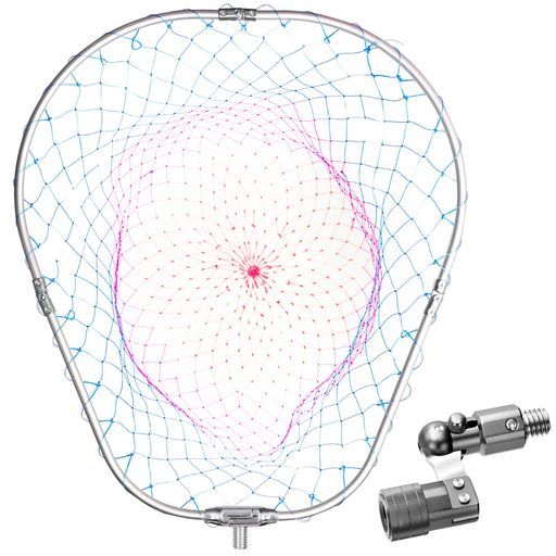 ランディングネット、ジョイント加えた2点セット。枠形状:オーバル(径8mm/壁厚1.5mm)枠サイズ:約37x40cm網の深さ:約40cm重量:ランディングネット:160gタモジョイント:85g 見やすい三段カラーPEネットで潮の流れなどが...