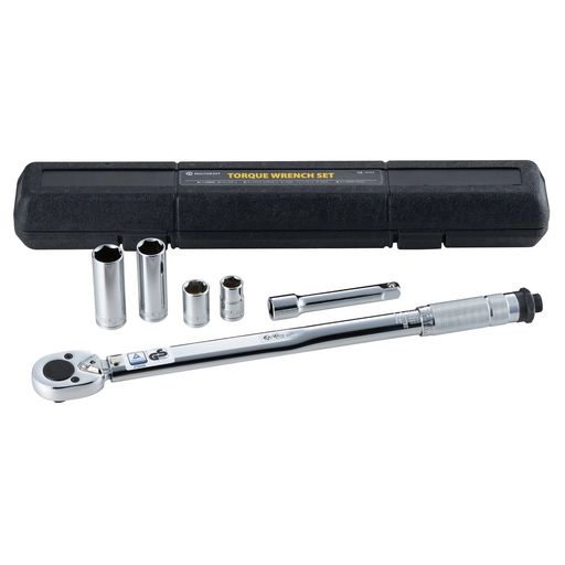本体サイズ:全長465mm 型式:プレセット型(ラチェットタイプ) 材質:本体/カーボンスチール、ソケット/クロームバナジウム鋼、エクステンションバー/カーボンスチール セット内容:トルクレンチ本体、ショートソケット(14mm・17mm)、...
